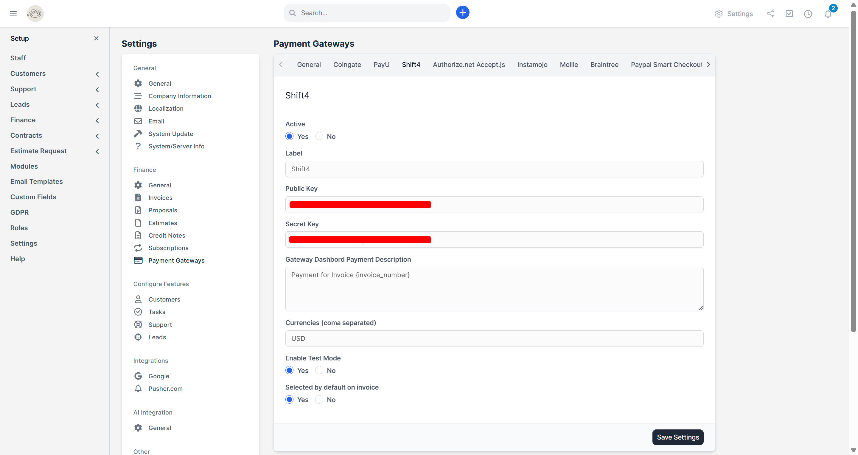 Perfex CRM Payment Gateway Bundle – PayU, CoinGate, Shift4 by codeonstring