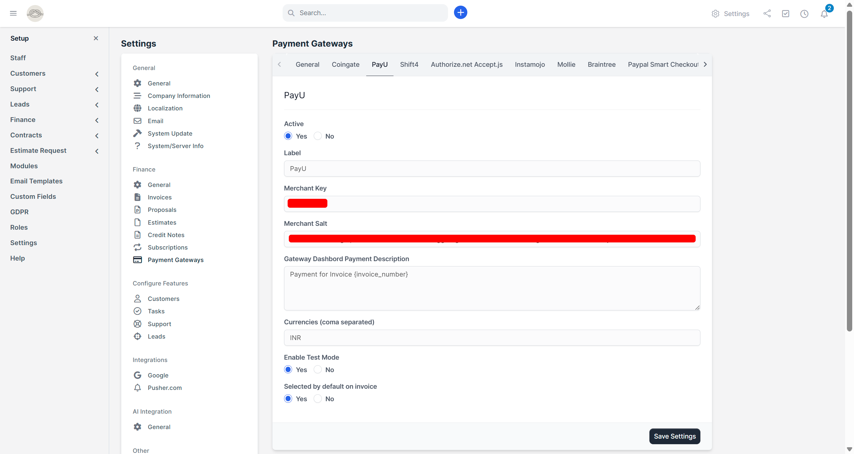Perfex CRM Payment Gateway Bundle – PayU, CoinGate, Shift4 by codeonstring