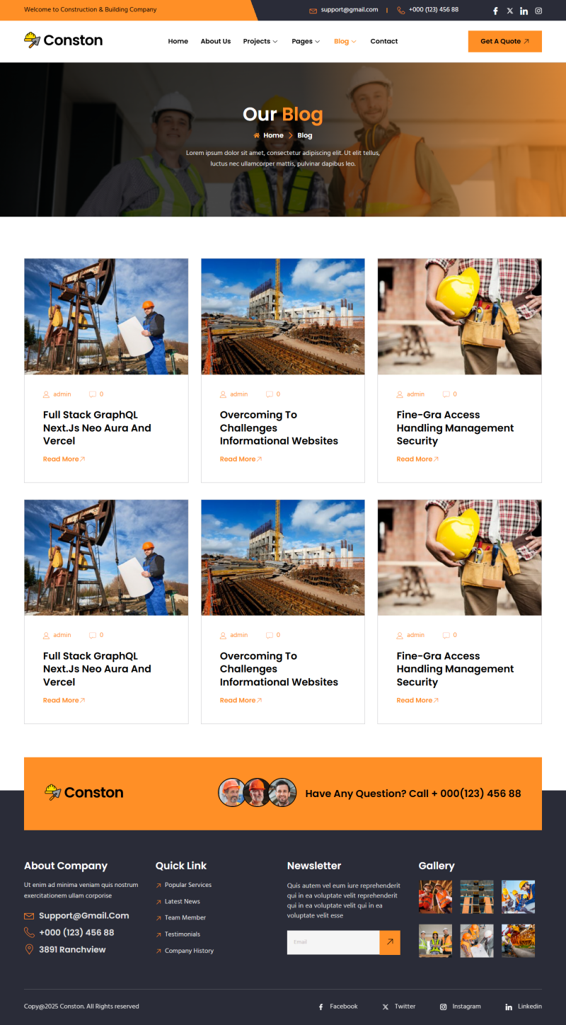 Conston - Construction Building Elementor Template Kit by Thememx | ThemeForest