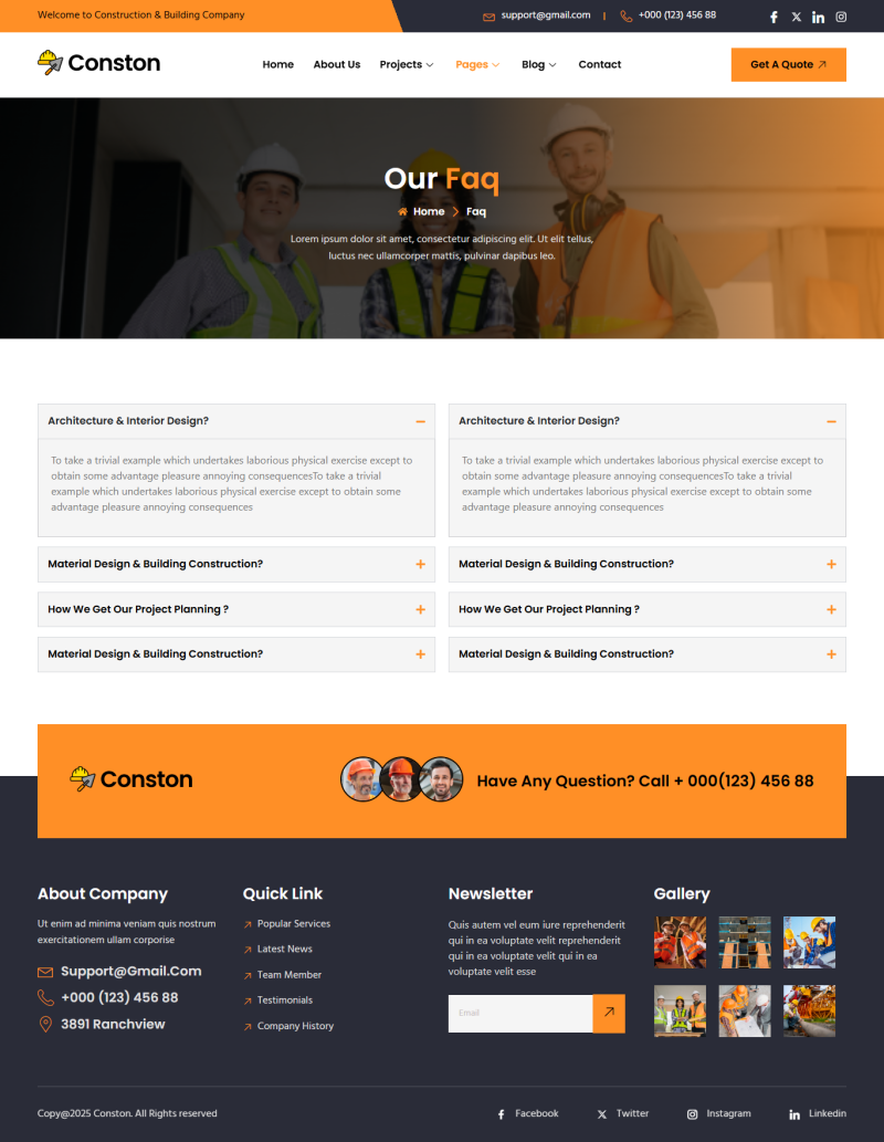 Conston - Construction Building Elementor Template Kit by Thememx | ThemeForest