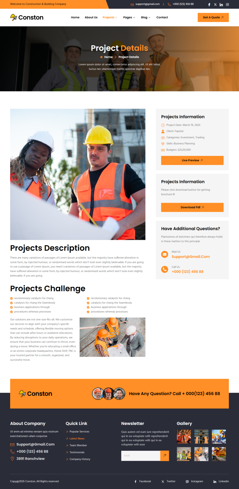 Conston - Construction Building Elementor Template Kit by Thememx | ThemeForest