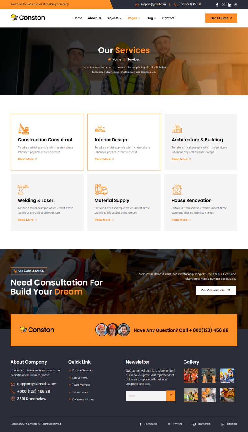 Conston - Construction Building Elementor Template Kit by Thememx | ThemeForest