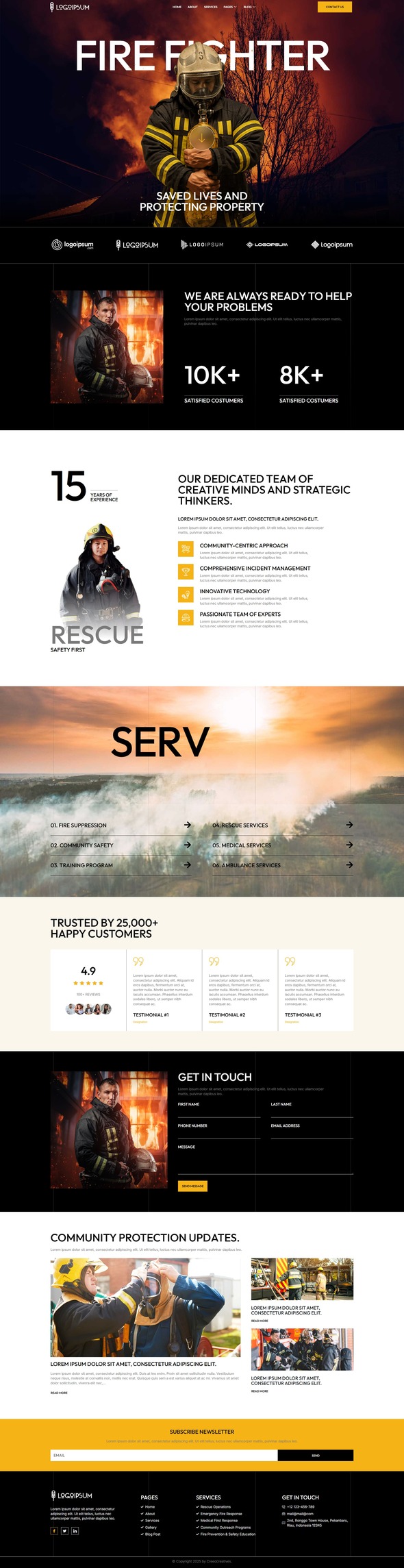 Rescue - Fire Fighter & Fire Department Elementor Pro Template Kit by ...