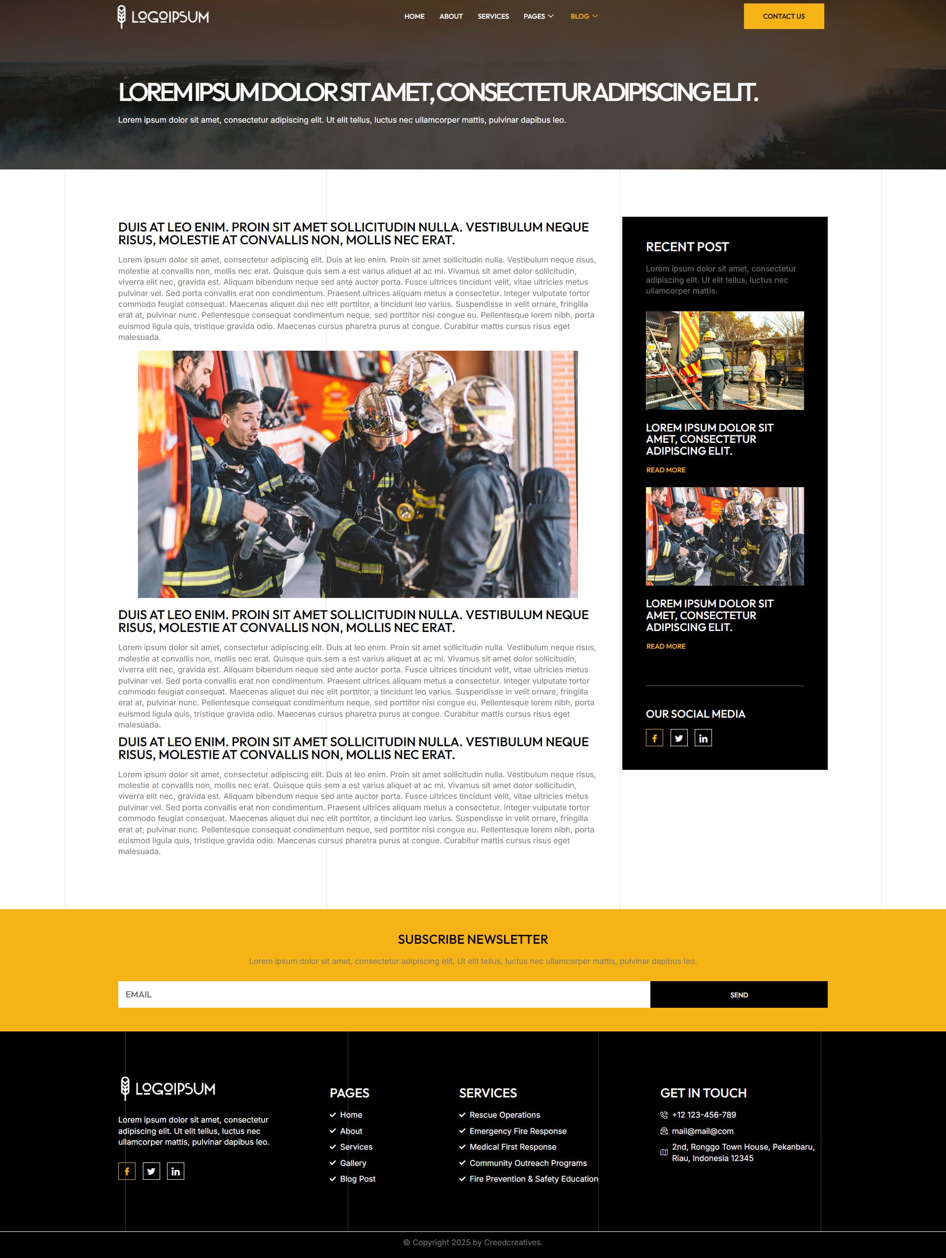 Rescue - Fire Fighter & Fire Department Elementor Pro Template Kit by ...