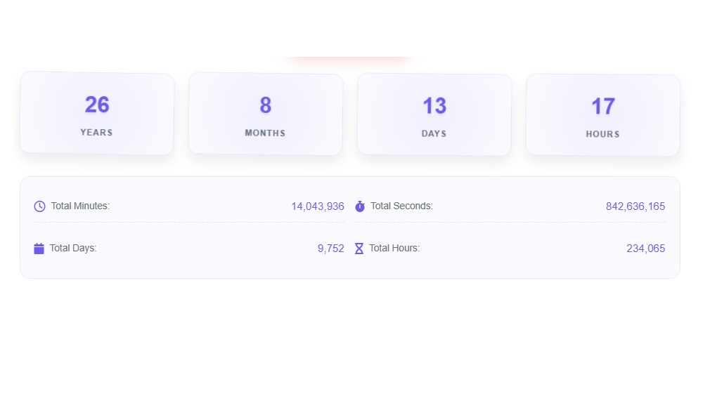 Live Age Calculator - Real-Time Age Counter with Great Effects by newrize