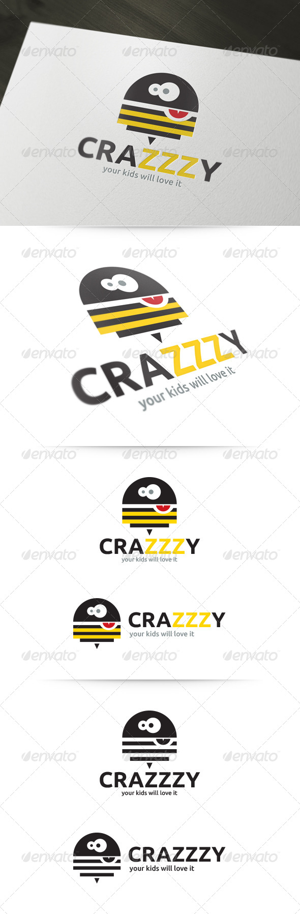 Crazy Bee Logo by LiveAtTheBBQ | GraphicRiver