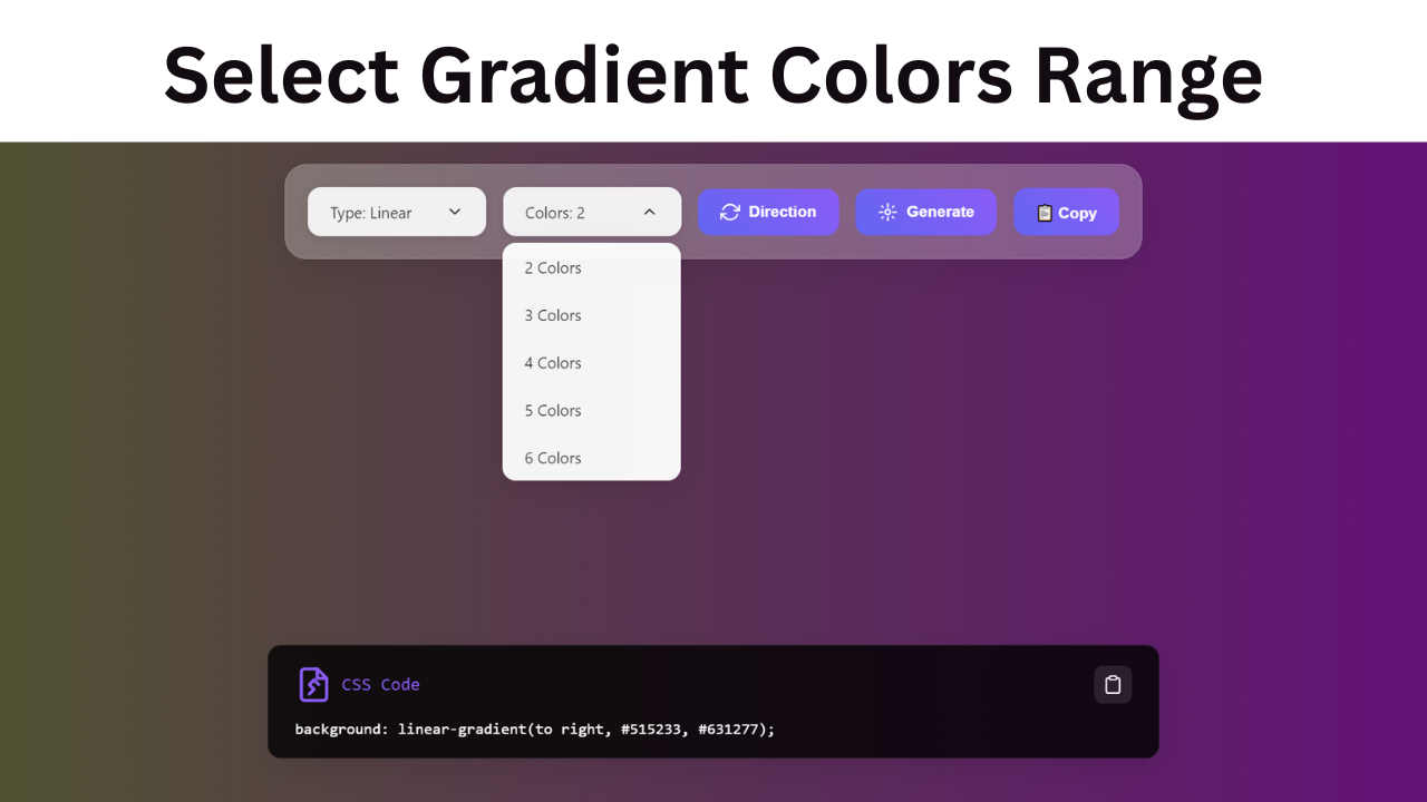 Gradient Generator – Real-Time CSS Gradient Creation Tool with Live Preview and One-Click Copy ...