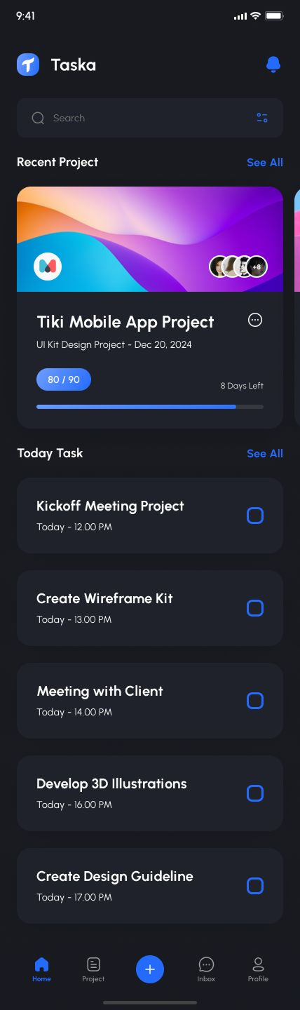 Taska - Task & Project Management React Native CLI App Ui Kit by lalaWeb