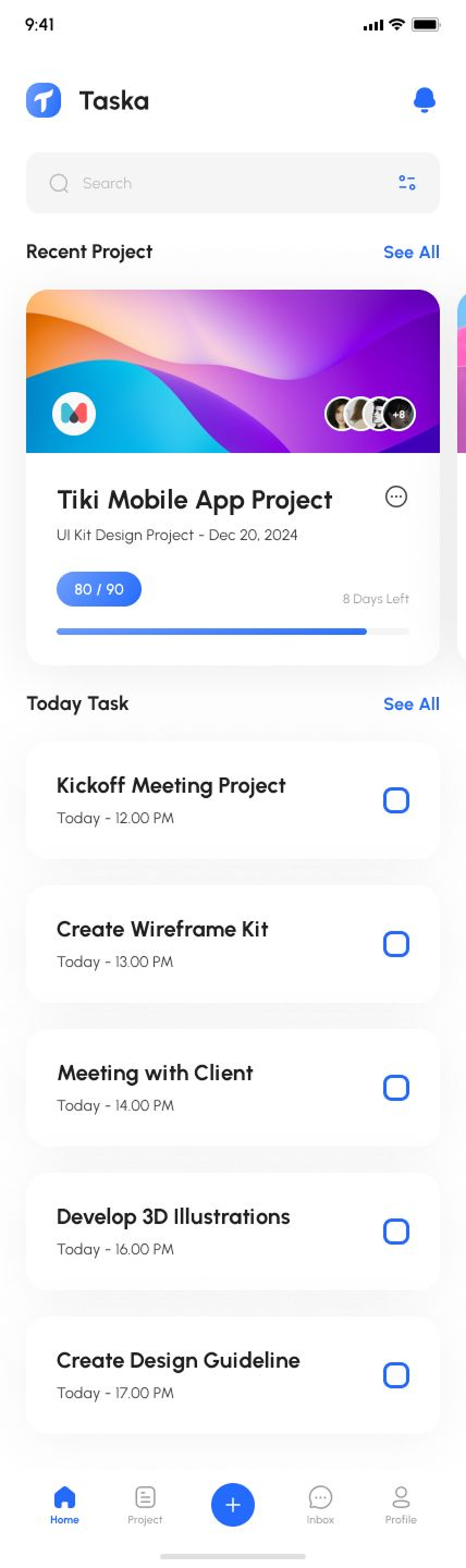Taska - Task & Project Management React Native CLI App Ui Kit by lalaWeb