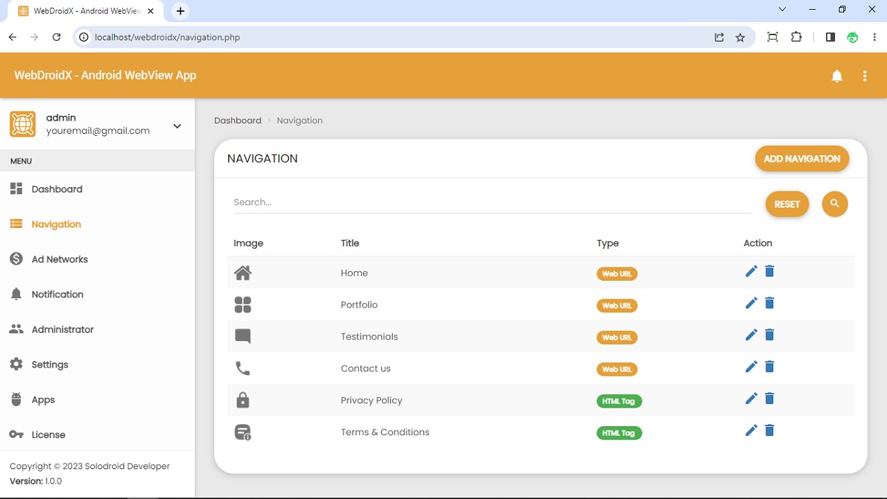 WebDroidX - Android WebView App with Admin Panel by solodroid | CodeCanyon
