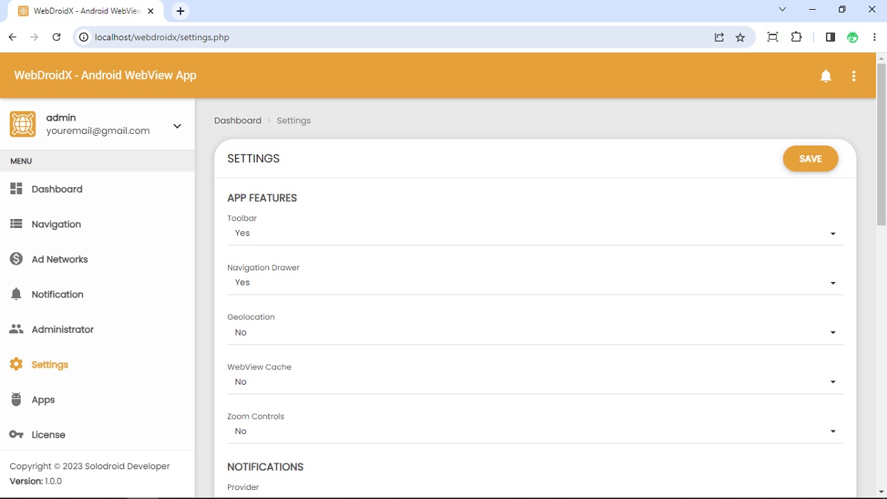 WebDroidX - Android WebView App with Admin Panel by solodroid | CodeCanyon