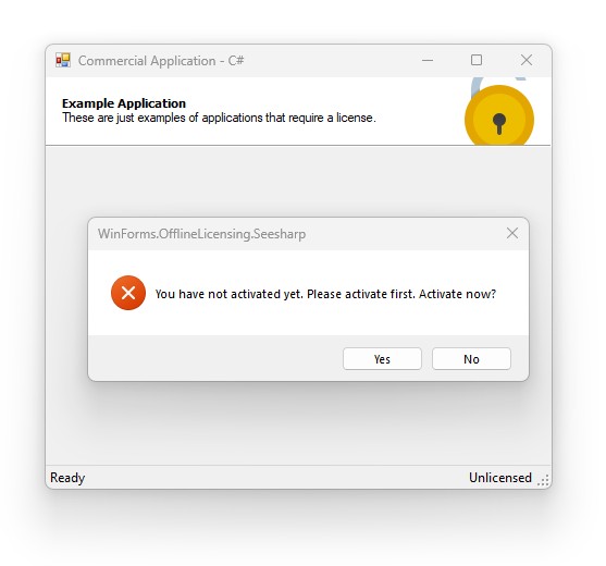 Offline Licensing Manager for WinForms .NET 4.8 – C#/VB.NET by Konfron