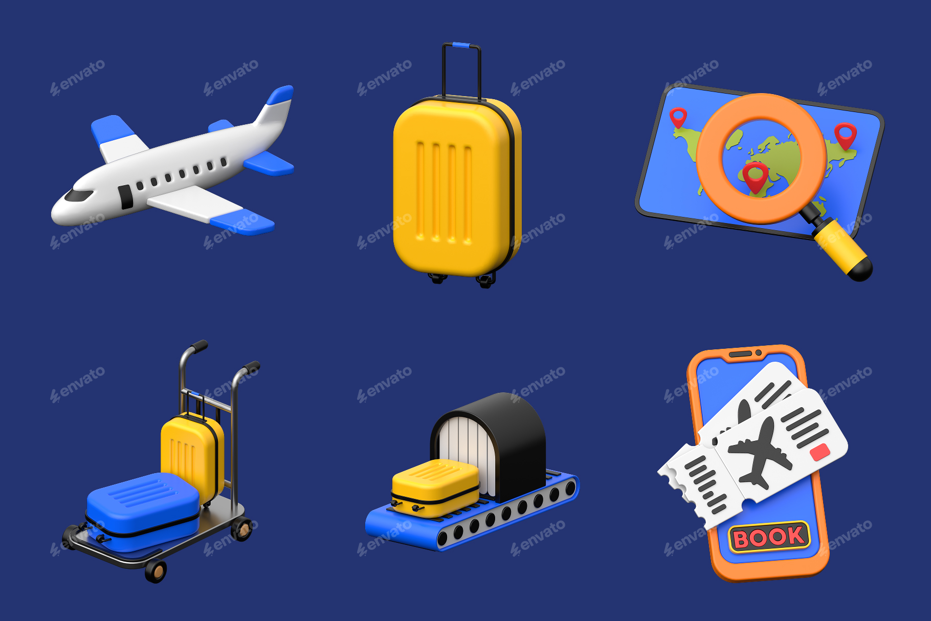 Flight Airport 3D Icon, Graphics | GraphicRiver