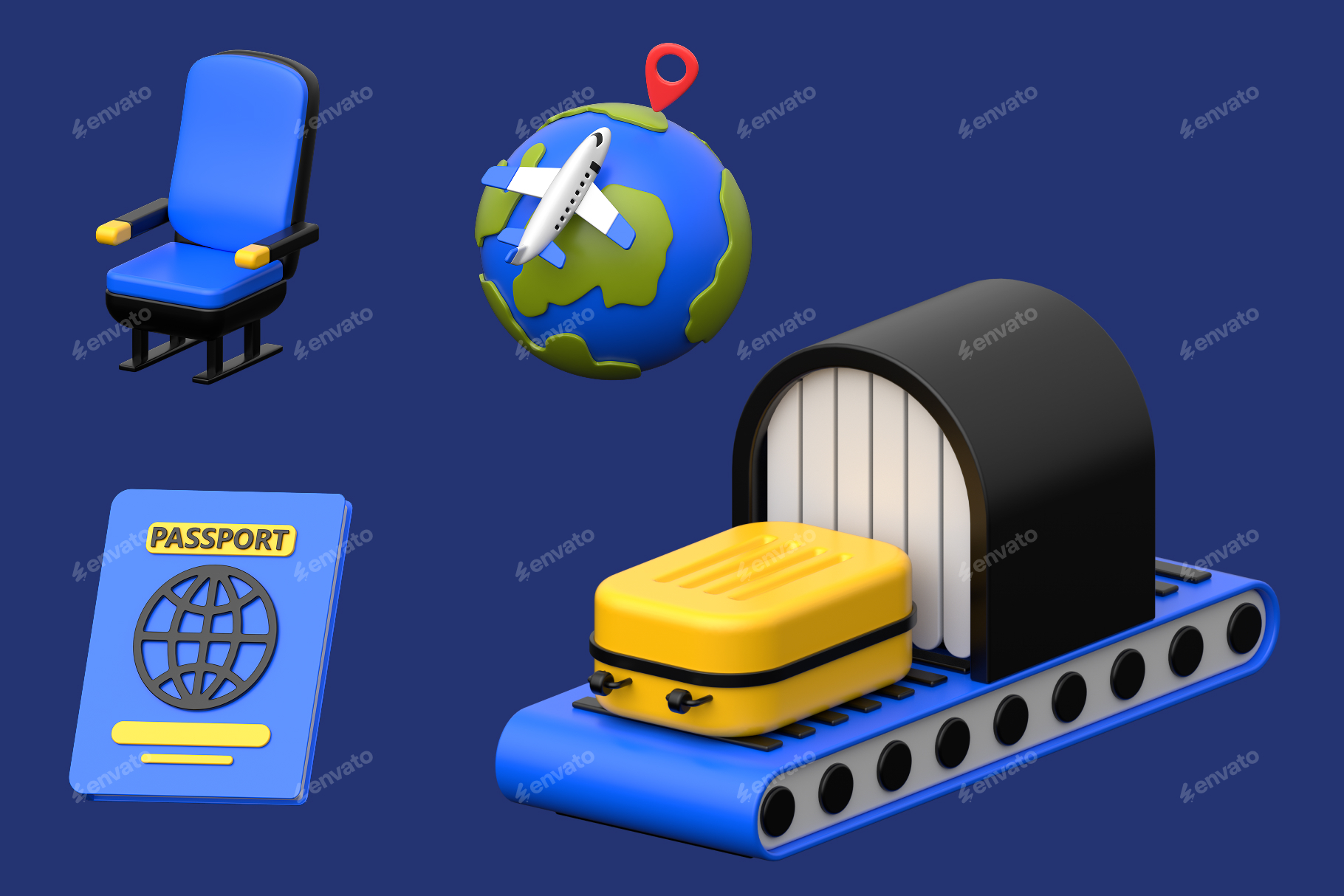 Flight Airport 3D Icon, Graphics | GraphicRiver