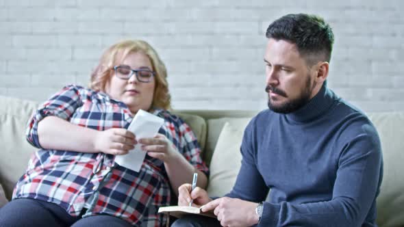 Sad Obese Woman on Psychotherapy Session, Stock Footage | VideoHive