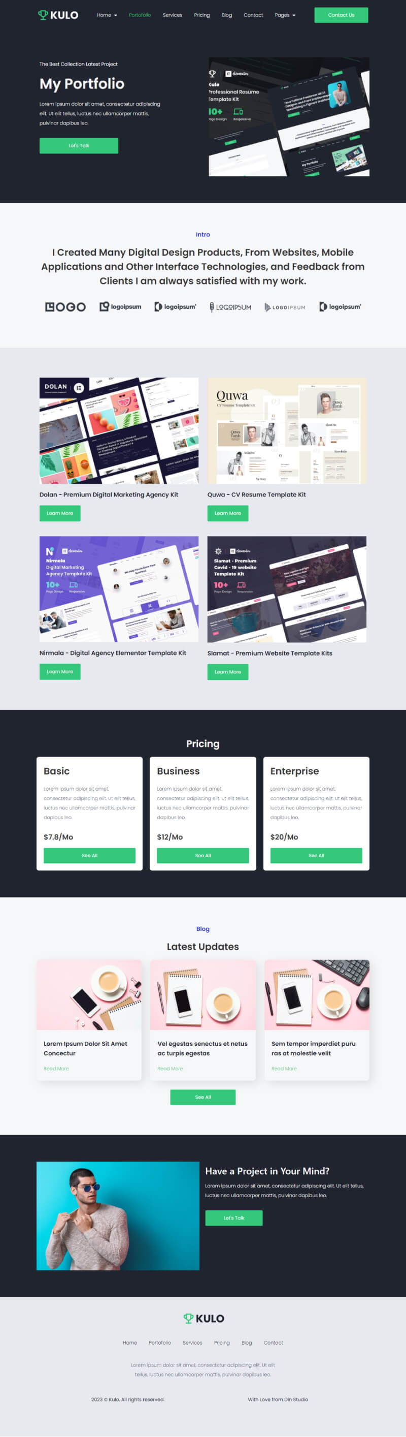 Kulo - Professional Resume Elementor Template Kit by Din-Studio ...