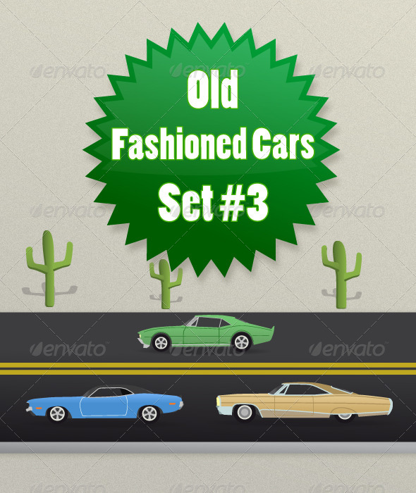 Old Fashioned Cars Set, Vectors | GraphicRiver