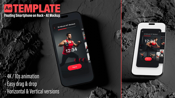 Floating Smartphone on Rock – App Mockup | AE Template (Vertical ...