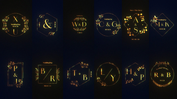 Gold Wedding Monogram, After Effects Project Files | VideoHive