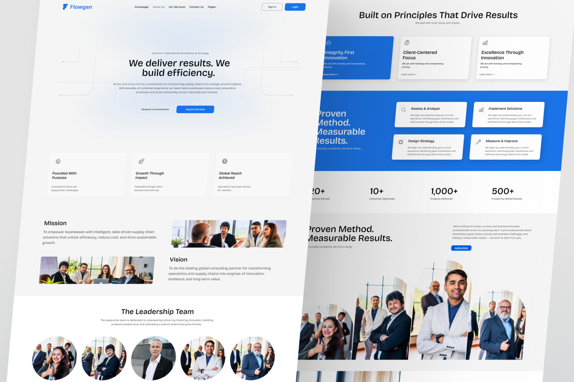 Flowgen - Operations and Supply Chain Consulting Elementor Template Kit for Logistics Experts by ...