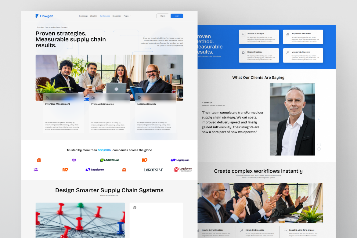 Flowgen - Operations and Supply Chain Consulting Elementor Template Kit for Logistics Experts by ...