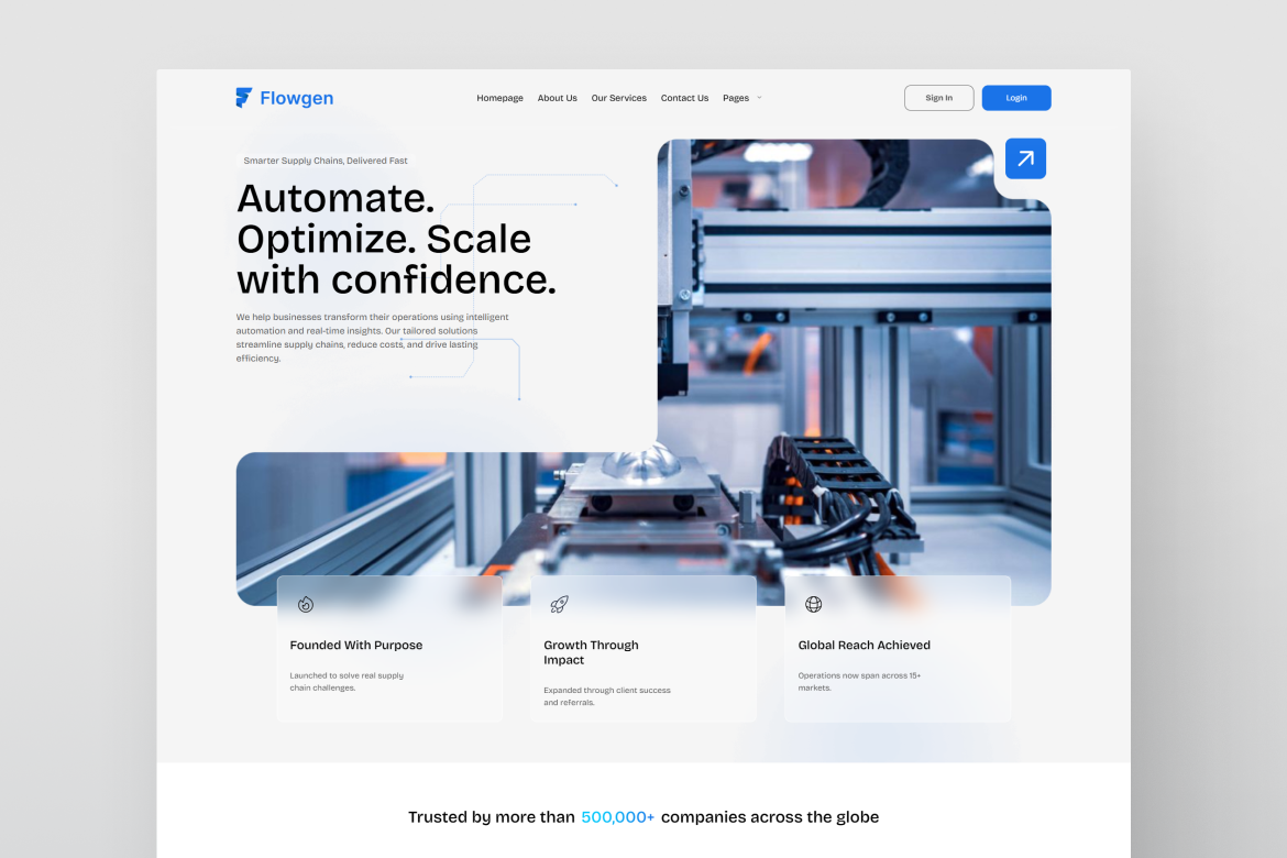 Flowgen - Operations and Supply Chain Consulting Elementor Template Kit for Logistics Experts by ...