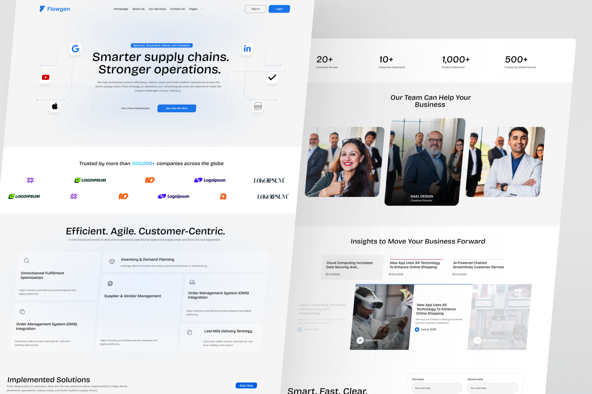 Flowgen - Operations and Supply Chain Consulting Elementor Template Kit for Logistics Experts by ...