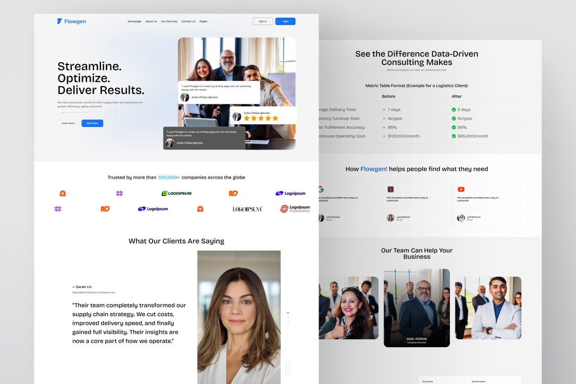 Flowgen - Operations and Supply Chain Consulting Elementor Template Kit for Logistics Experts by ...