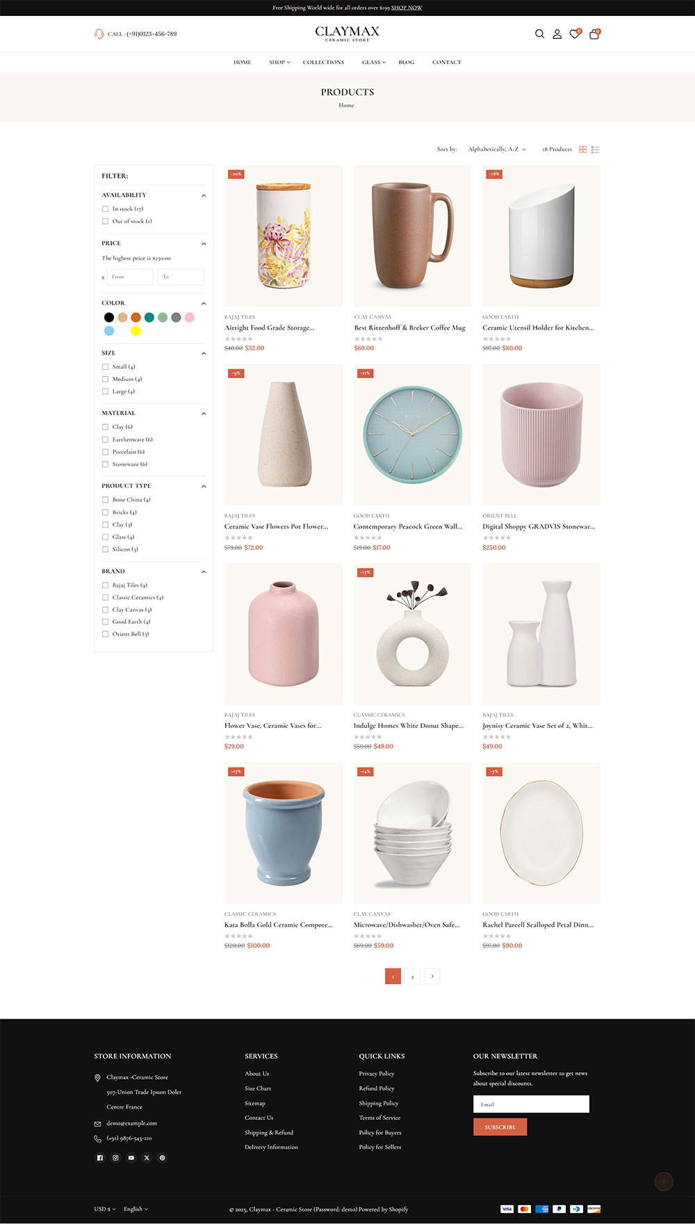 Claymax - Ceramic Art Store Shopify 2.0 Responsive Theme by codezeel