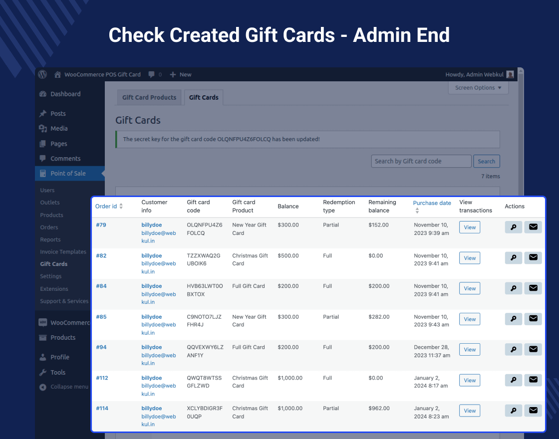 WooCommerce POS Gift Card Plugin by Webkul | CodeCanyon