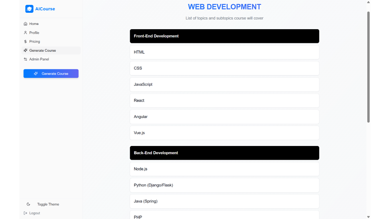 Ai Course Generator Text To Course Saas Ai Quiz Ai Chat Translation Earn Desktop App React