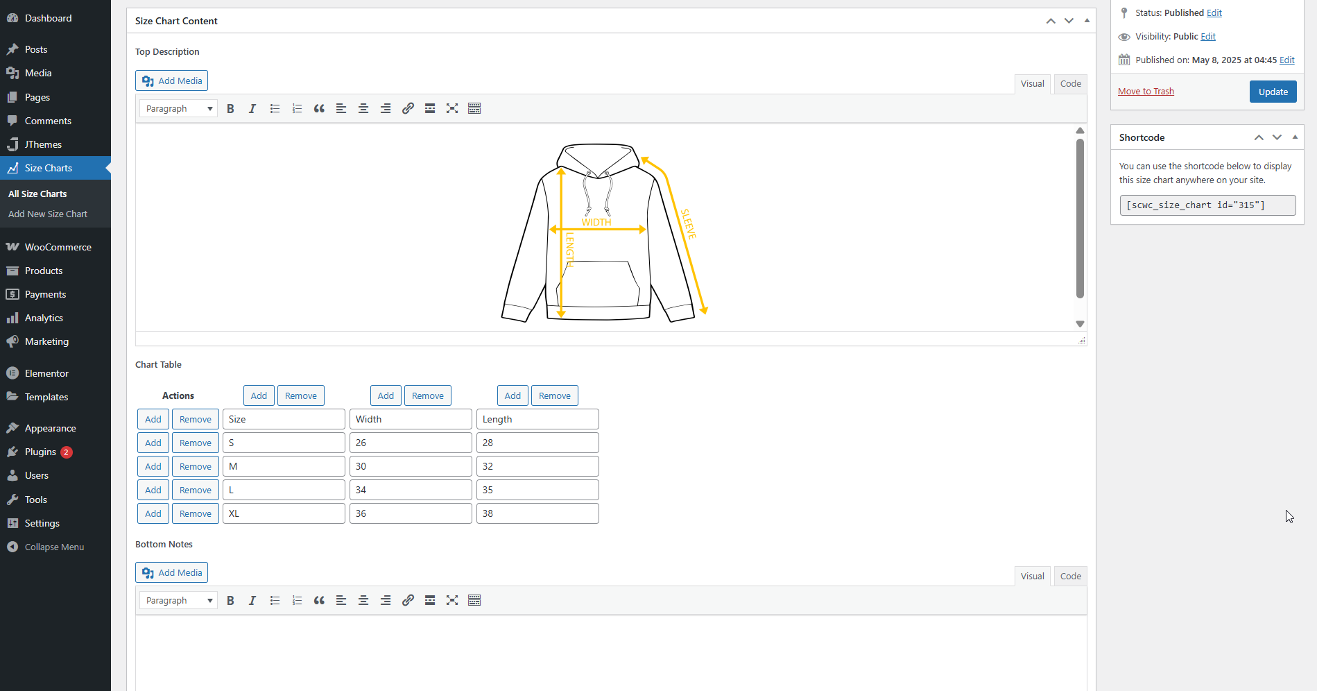 WooCommerce Product Size Chart WordPress Plugin by Jthemes | CodeCanyon
