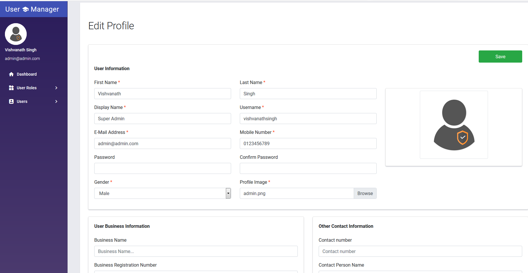 Laravel User Manager + Material Design Admin Dashboard Theme + Roles and Permissions by gaurishtech