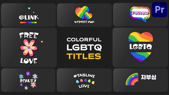 Colorful LGBTQ Titles for Premiere Pro, Premiere Pro Templates | VideoHive