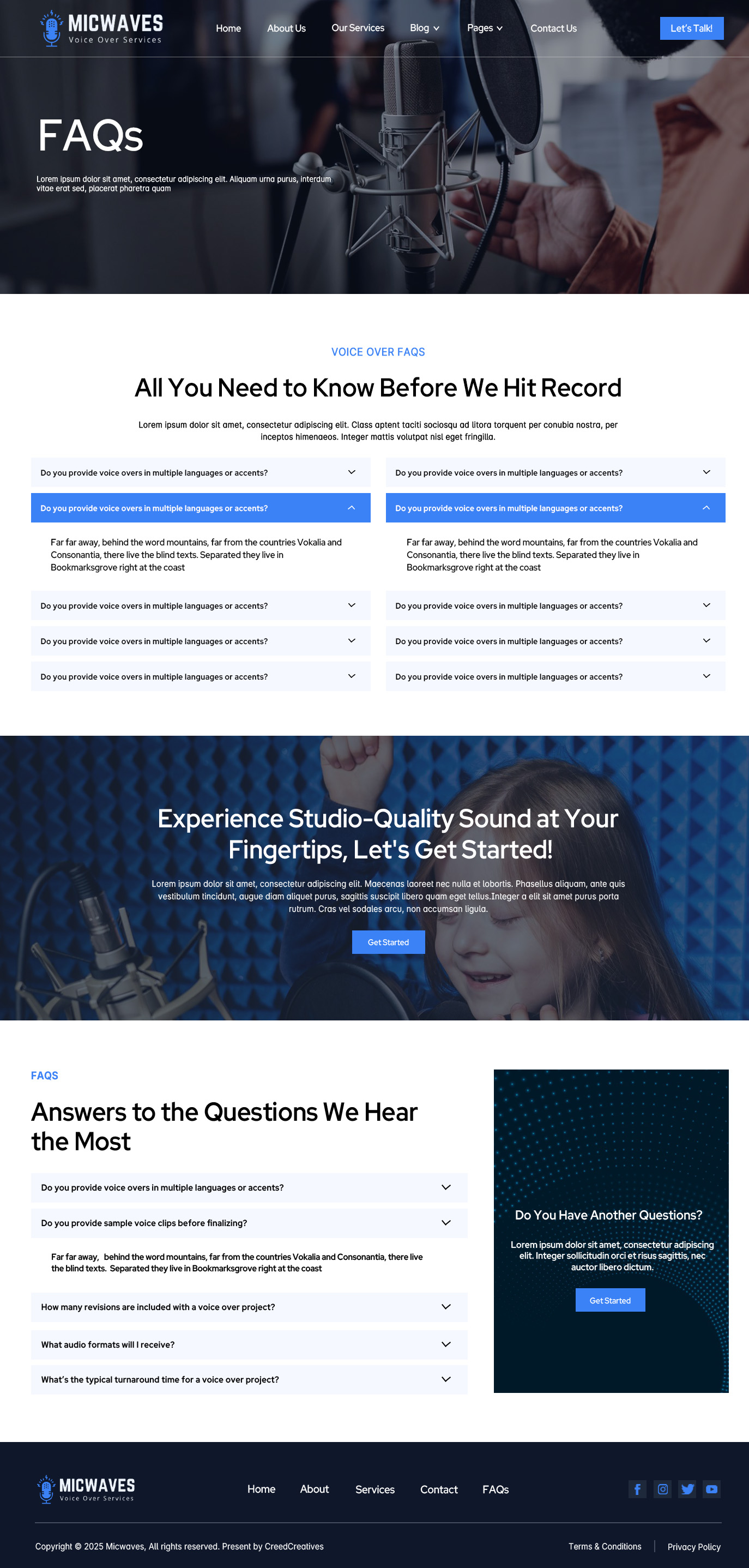 Micwaves - Voice Over Services PSD Template by creedcreatives | ThemeForest