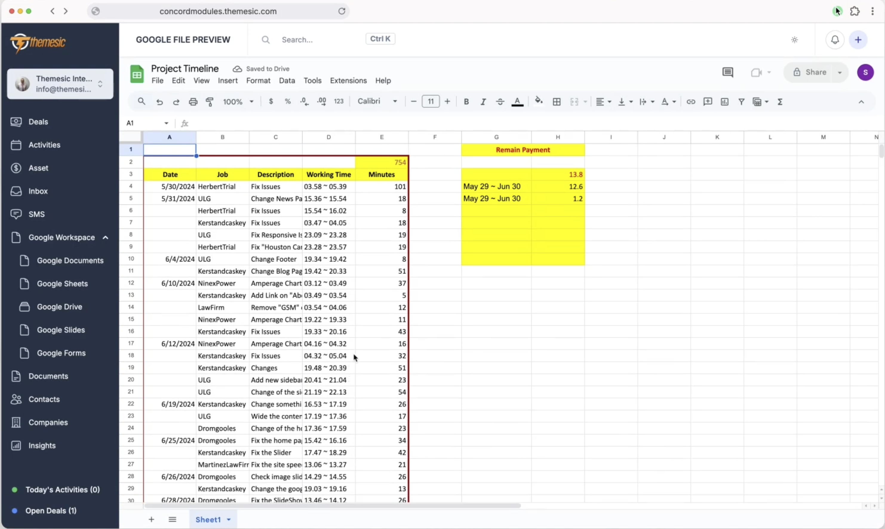 Google Workspace Module for Concord CRM - Google Drive, Sheets, Docs, Forms & Slides by themesic