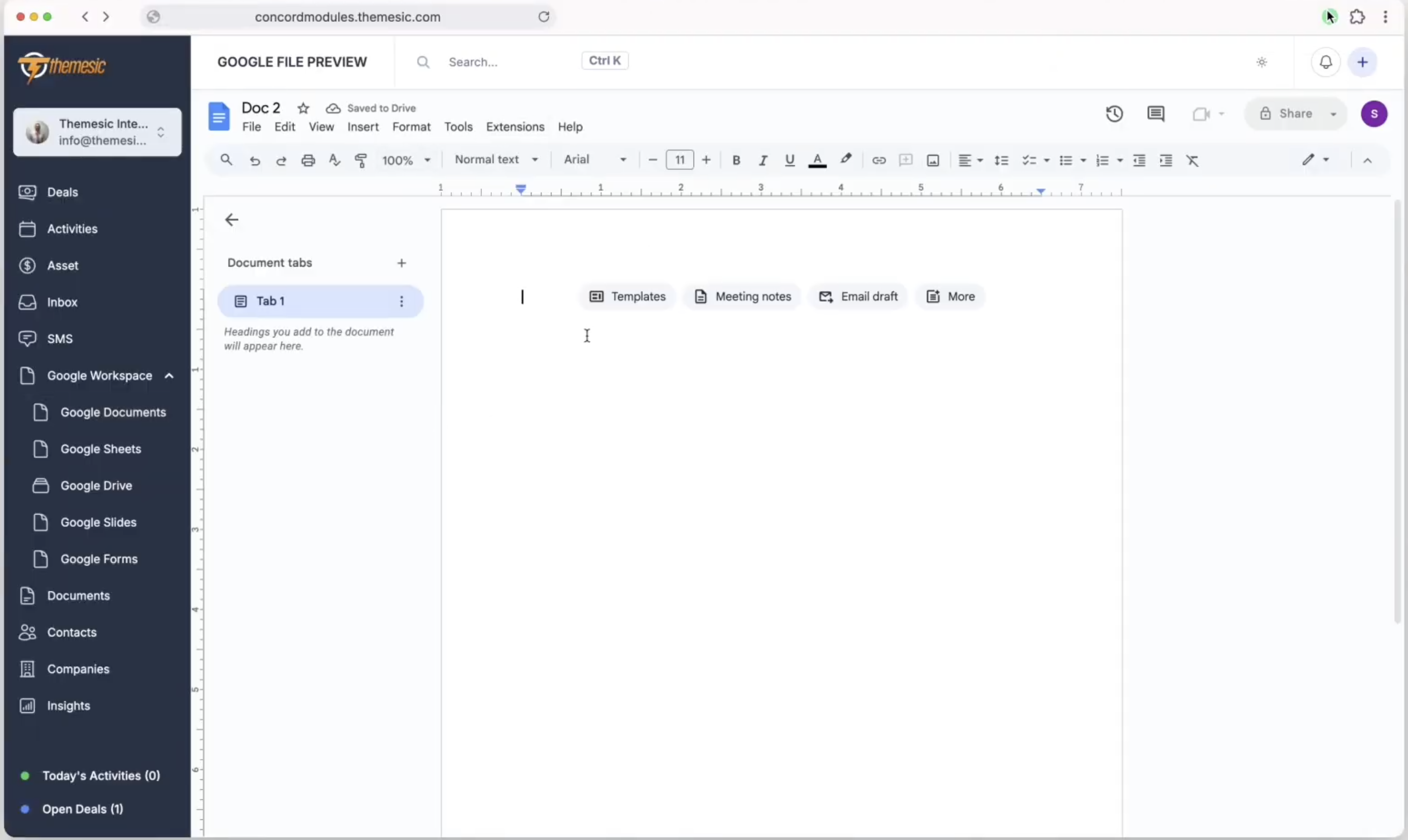 Google Workspace Module for Concord CRM - Google Drive, Sheets, Docs, Forms & Slides by themesic