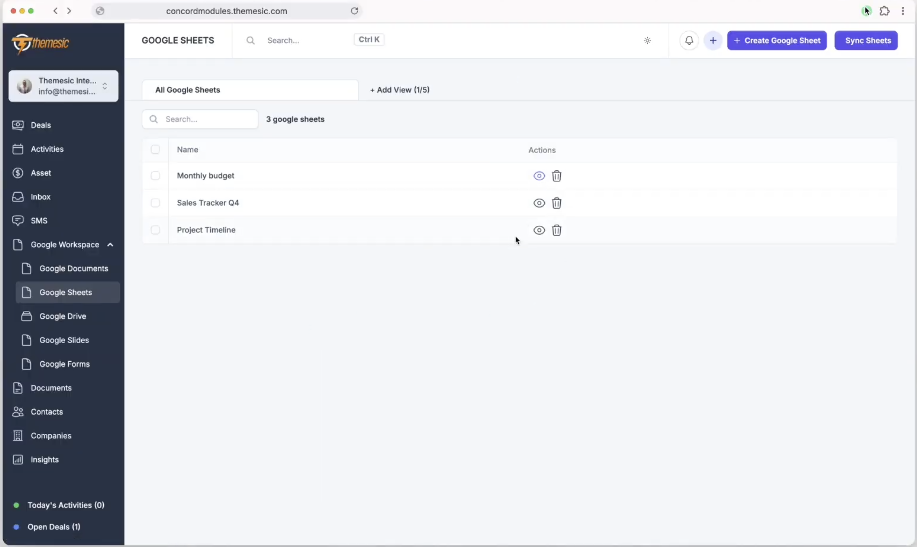 Google Workspace Module for Concord CRM - Google Drive, Sheets, Docs, Forms & Slides by themesic