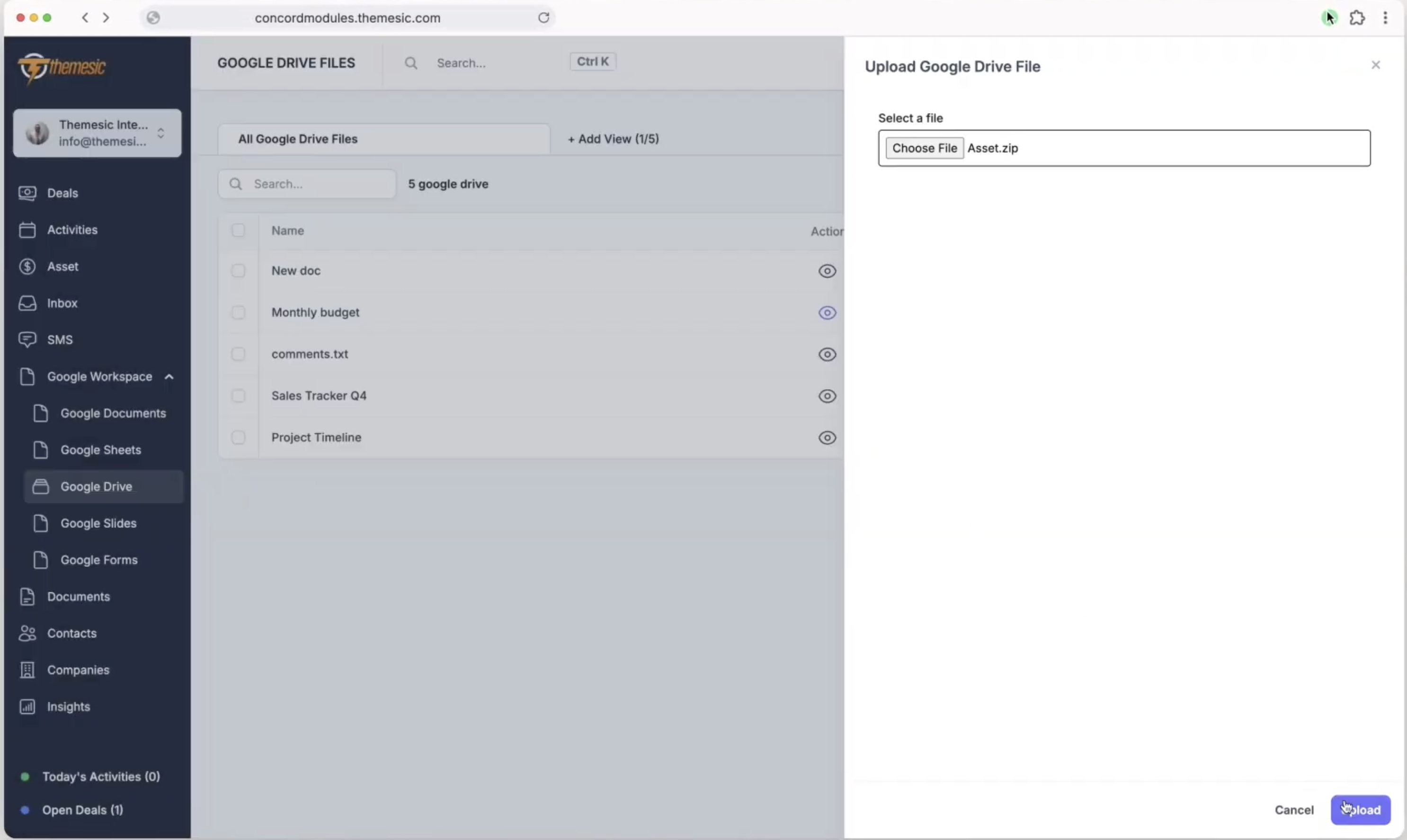 Google Workspace Module for Concord CRM - Google Drive, Sheets, Docs, Forms & Slides by themesic