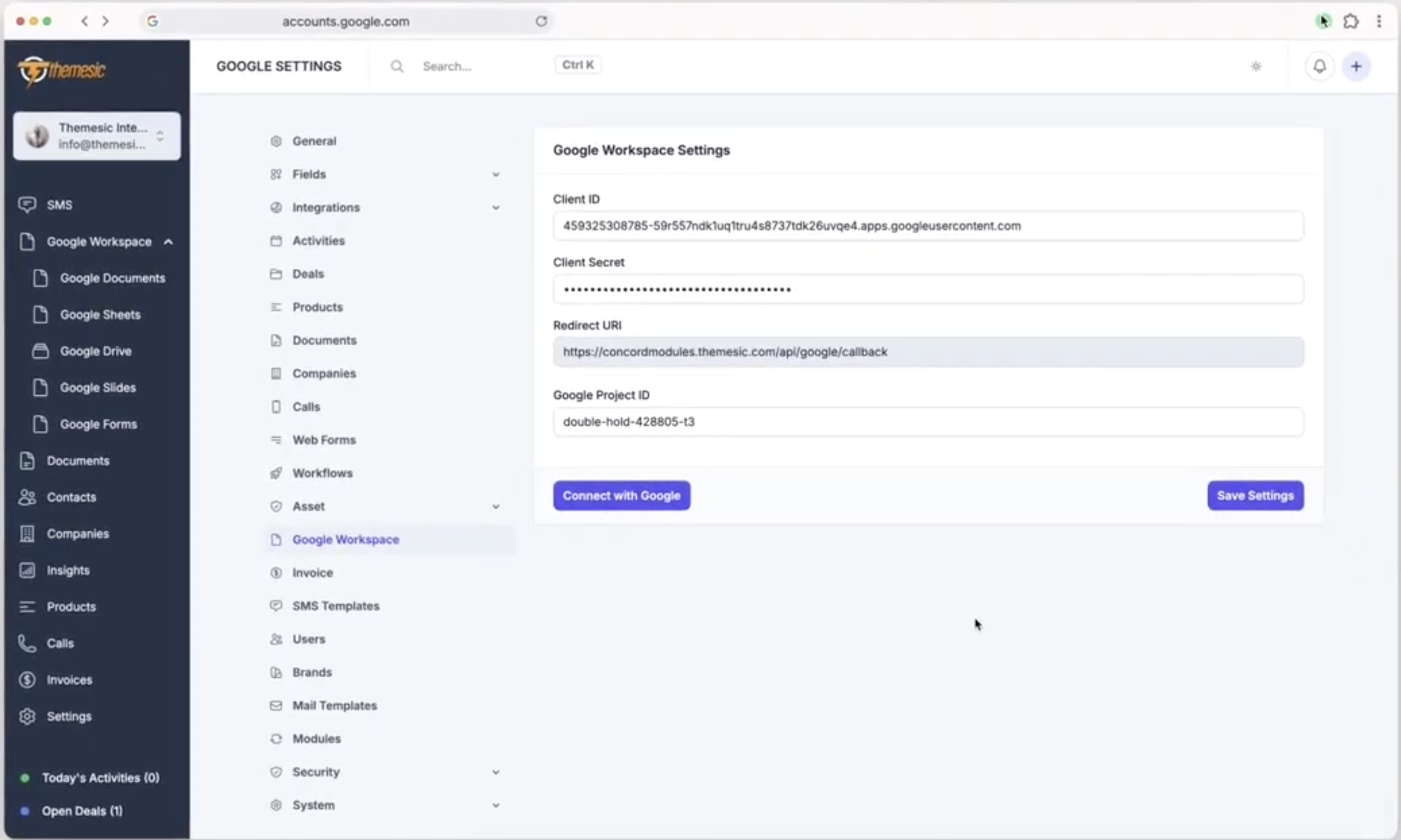 Google Workspace Module for Concord CRM - Google Drive, Sheets, Docs, Forms & Slides by themesic