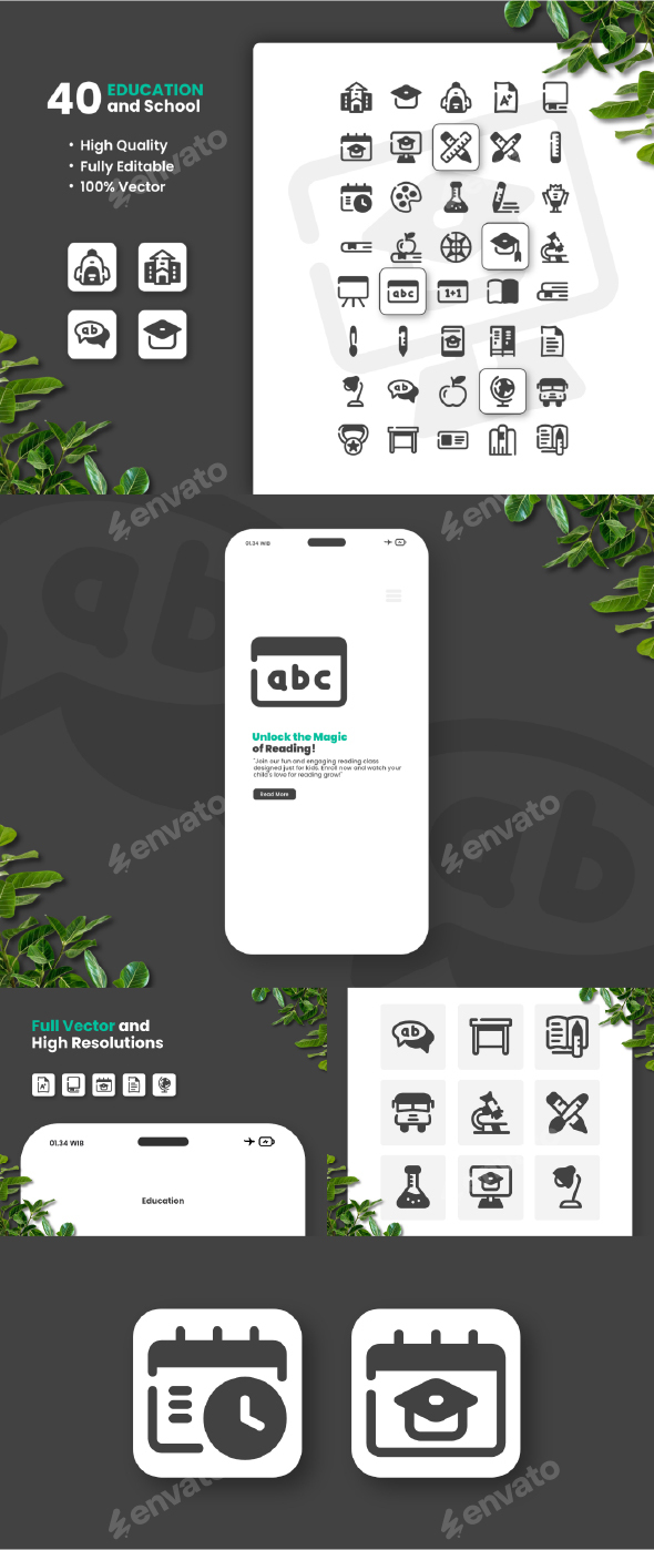 Education And School Icons Pack, Icons | GraphicRiver