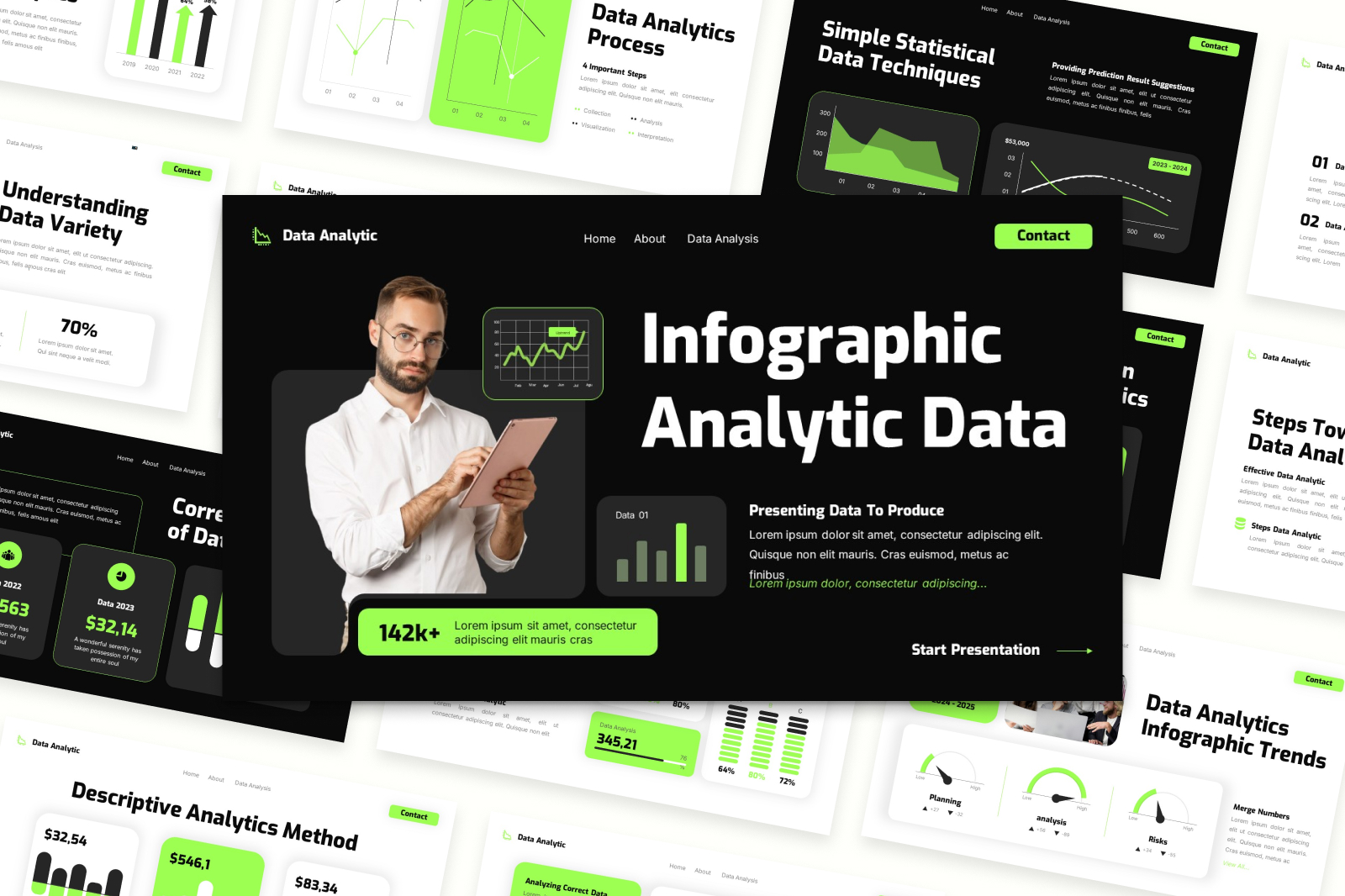Data Analytic Infographic PowerPoint Template, Presentation Templates