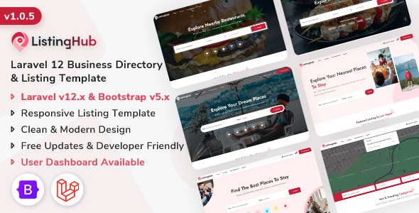ListingHub - Laravel 12 Business Directory & Listing Template by ShreeThemes
