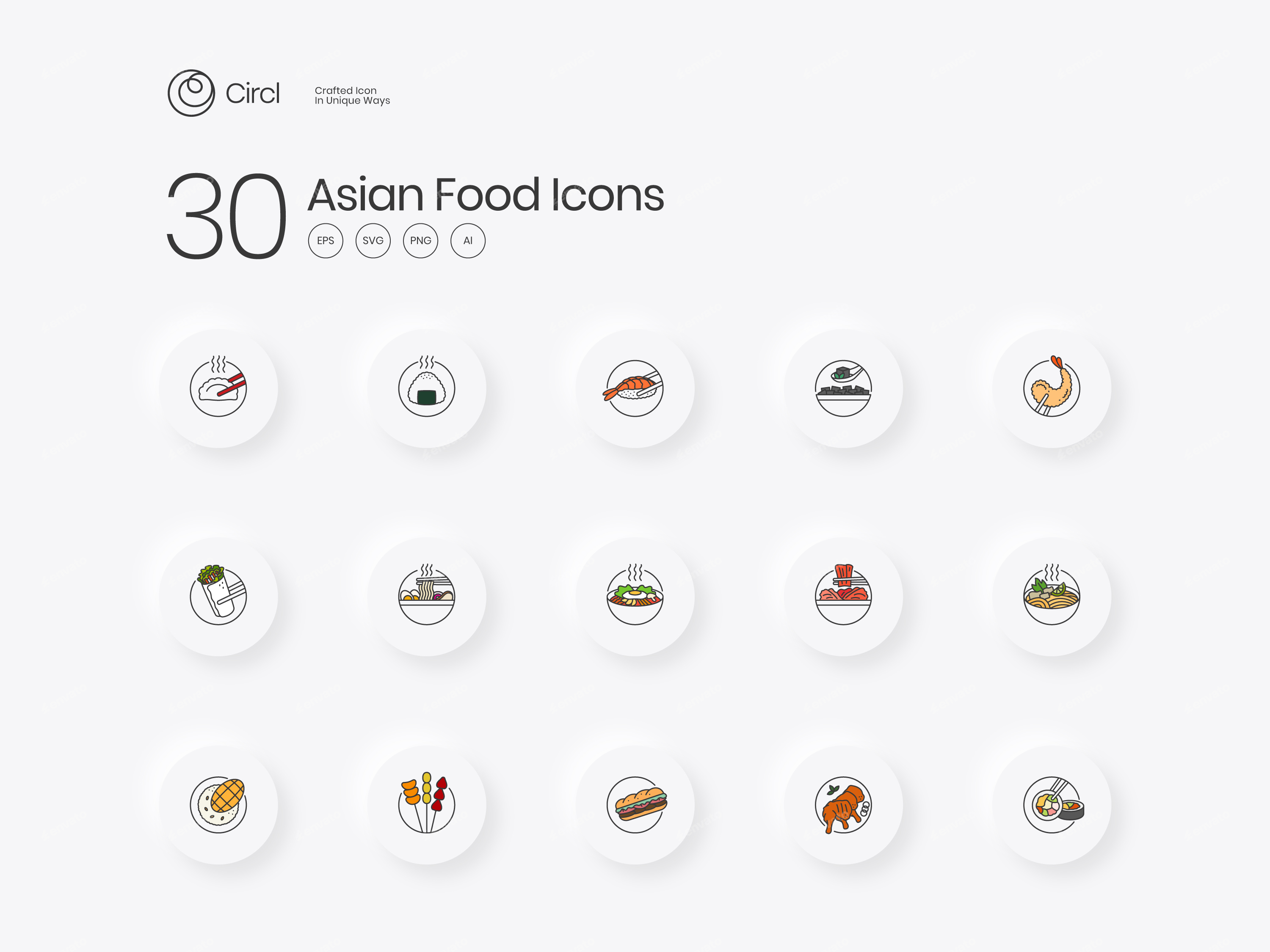Asian Food Icons, Icons | GraphicRiver