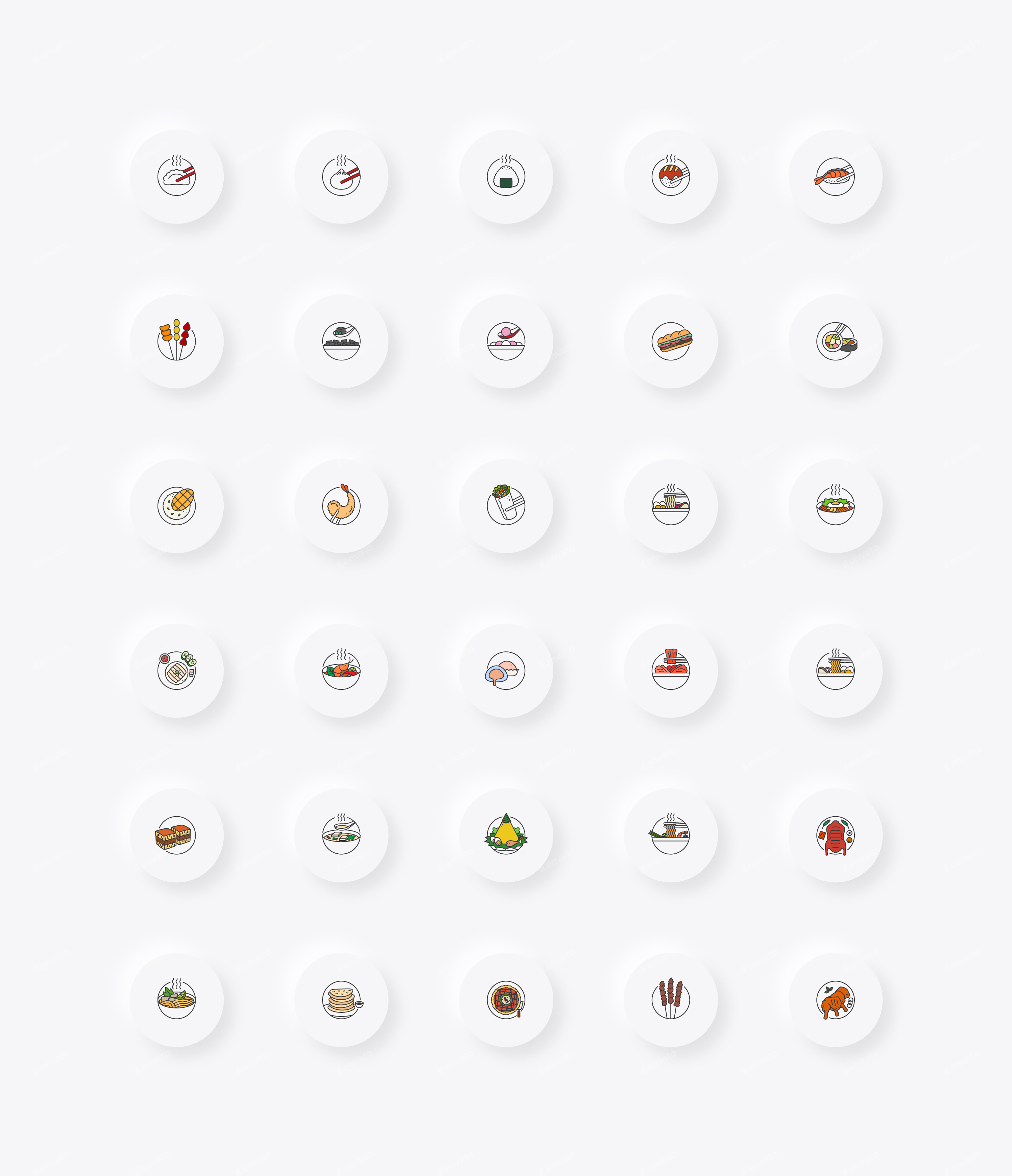 Asian Food Icons, Icons | GraphicRiver