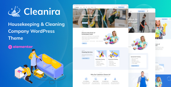 Cleanira - Housekeeping & Cleaning Company WordPress Theme by Bearsthemes