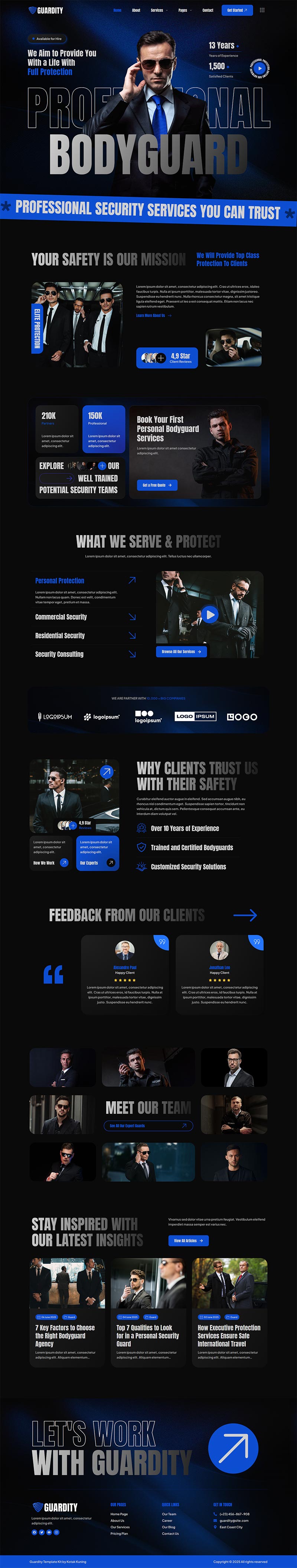 Guardity - VIP Bodyguard & Security Agency Elementor Template Kit by ...