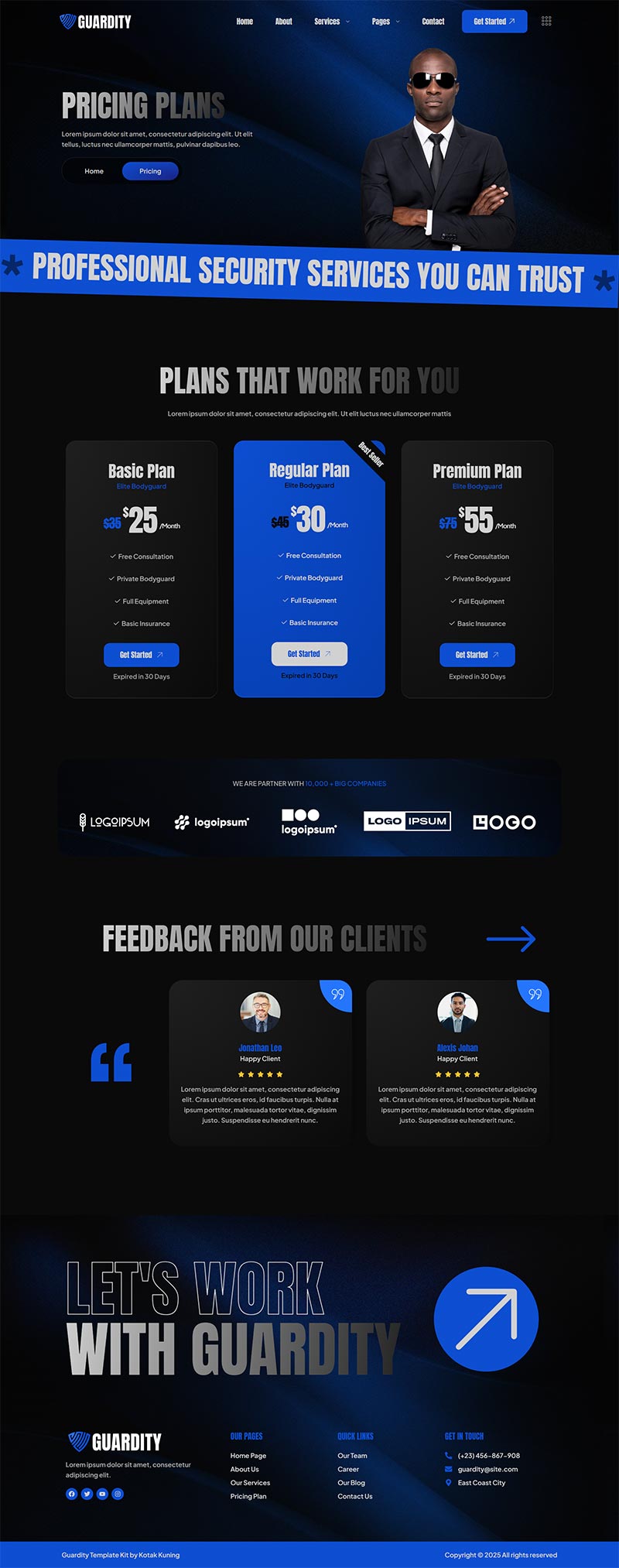 Guardity - VIP Bodyguard & Security Agency Elementor Template Kit by ...