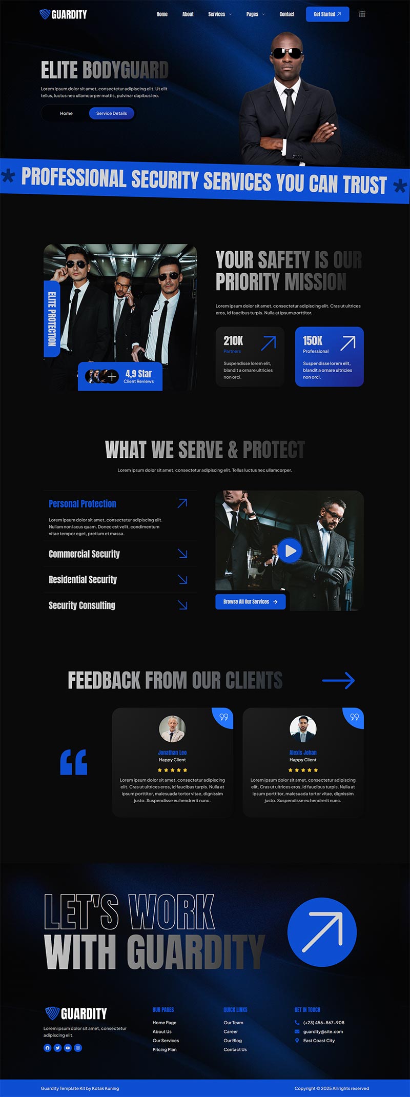 Guardity - VIP Bodyguard & Security Agency Elementor Template Kit by ...