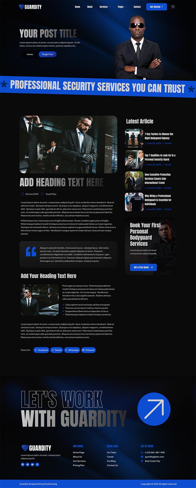 Guardity - VIP Bodyguard & Security Agency Elementor Template Kit by ...